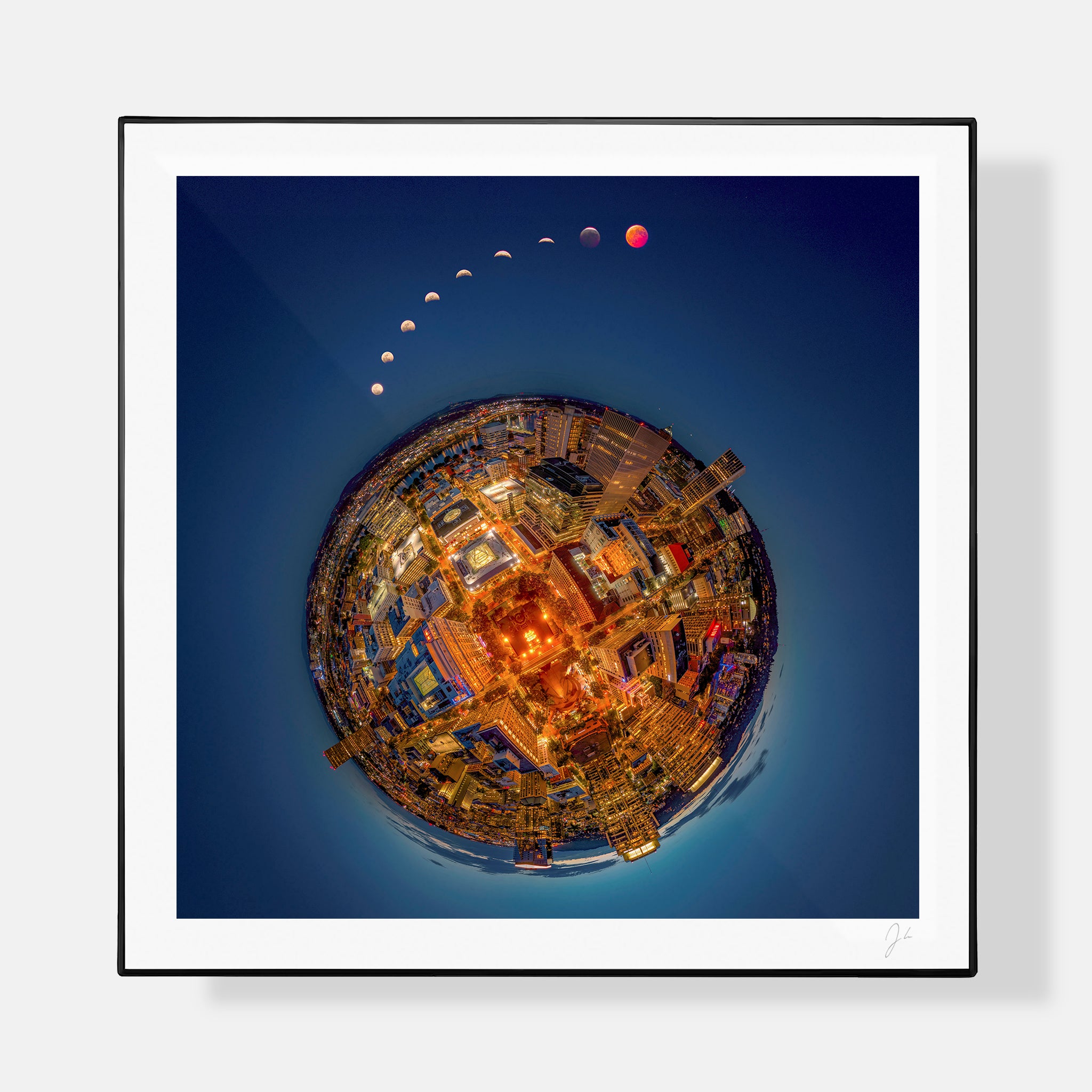 Lunar Eclipse over Downtown Portland (2025) - Signed Print – Lil' Planets